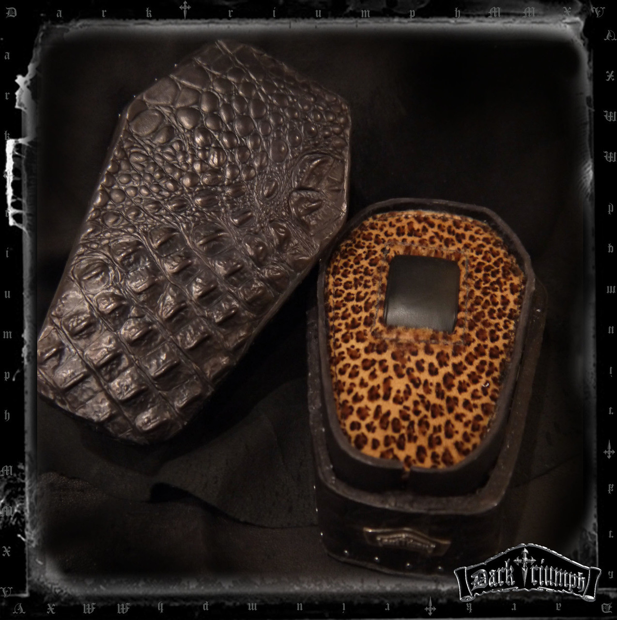 Cowhide Leather Coffin Watch Box | Sterling Silver Motif