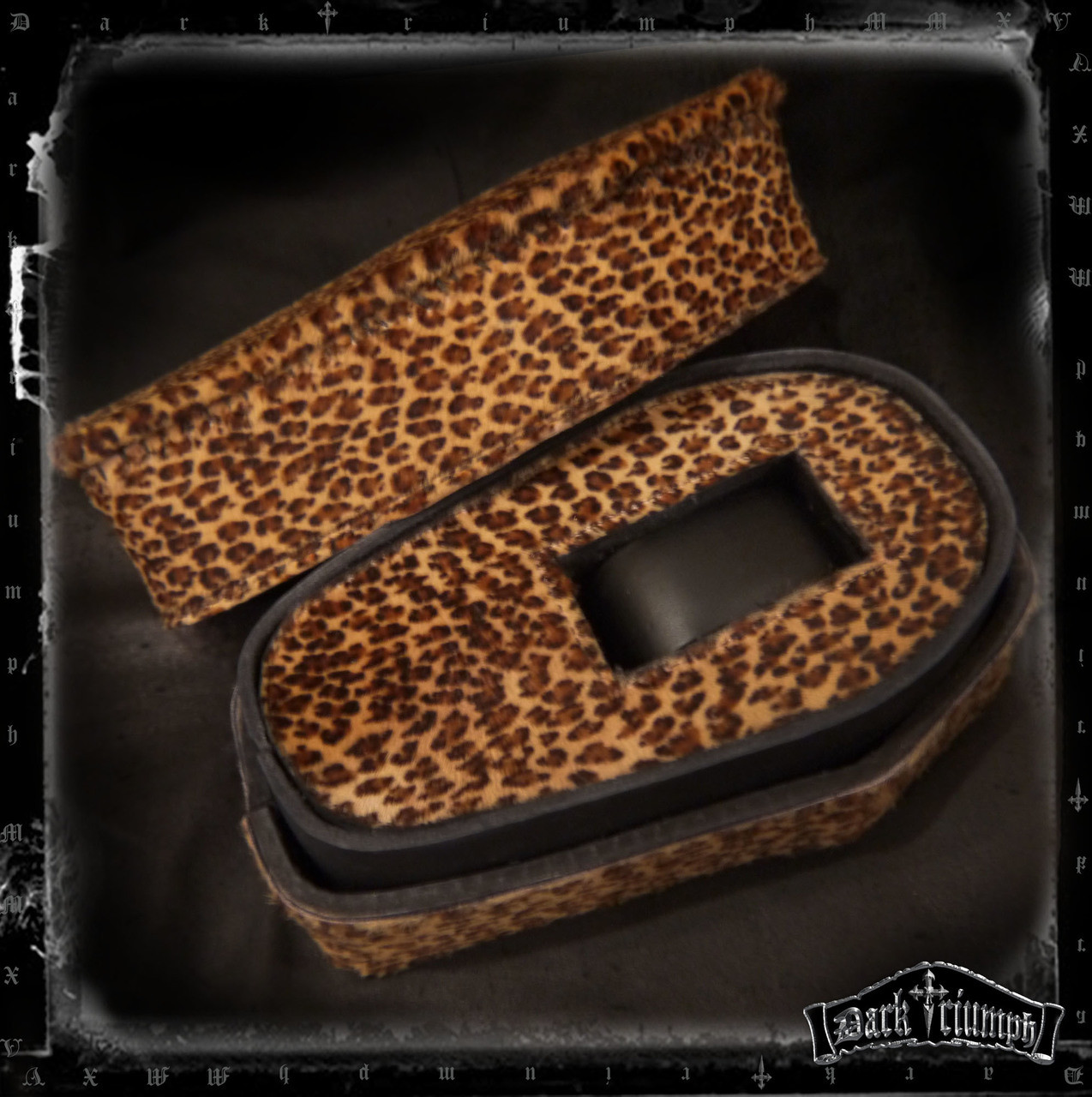 Cowhide Leather Coffin Watch Box | Sterling Silver Motif