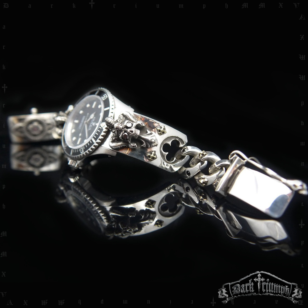 Vintage Rolex Watches | Diamond Gold Sterling Silver Skull Bracelet
