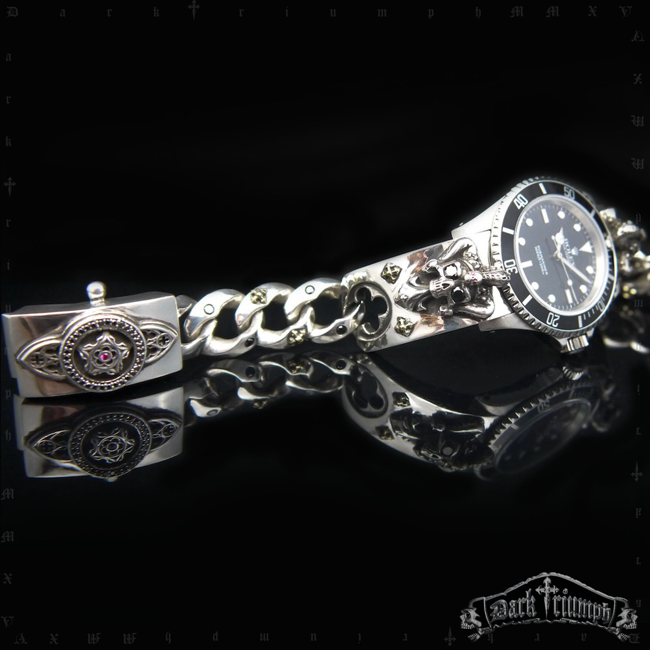Vintage Rolex Watches | Diamond Gold Sterling Silver Skull Bracelet
