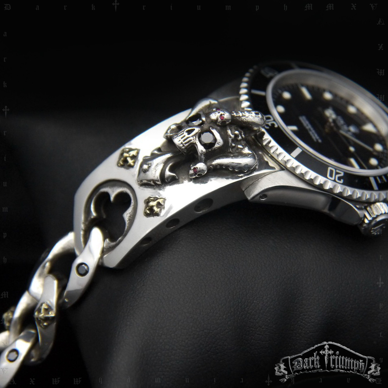 Vintage Rolex Watches | Diamond Gold Sterling Silver Skull Bracelet