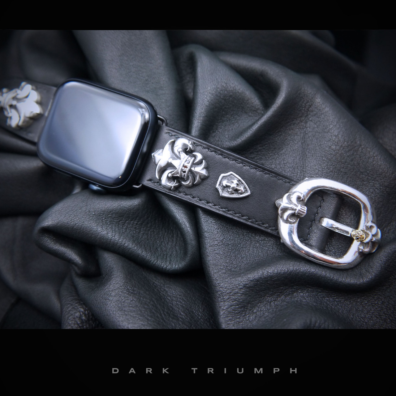 APPLE Watch | Custom Diamond Sterling Silver Gold Leather STRAP ...