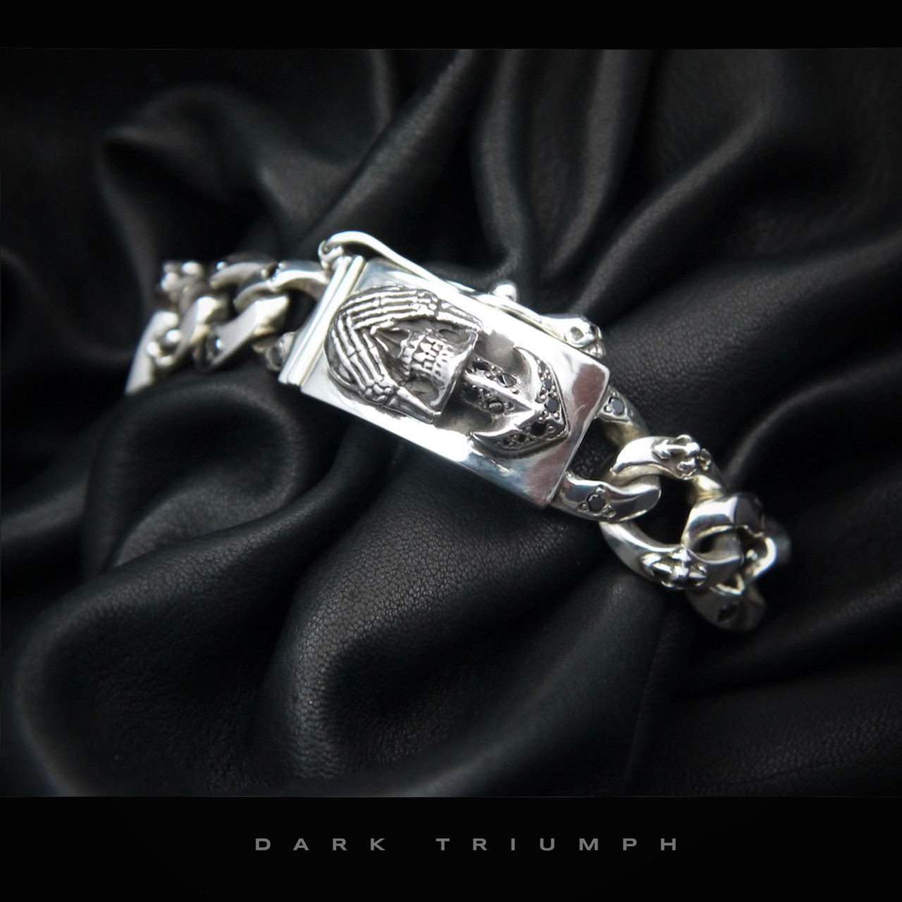 Omega Chronograph Watches | Diamond Sterling Silver Skull Bracelet