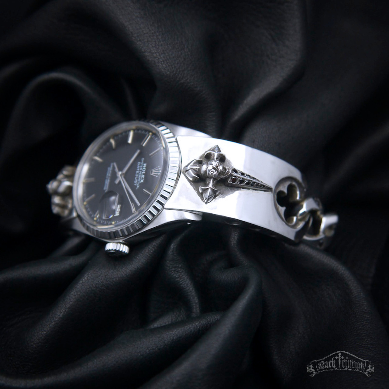 Rolex Watches | Diamond Sterling Silver Skull Bracelet