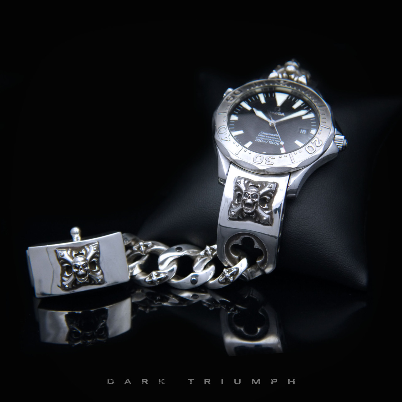 Custom Luxury Watches | Diamond Skull Gold Sterling Silver