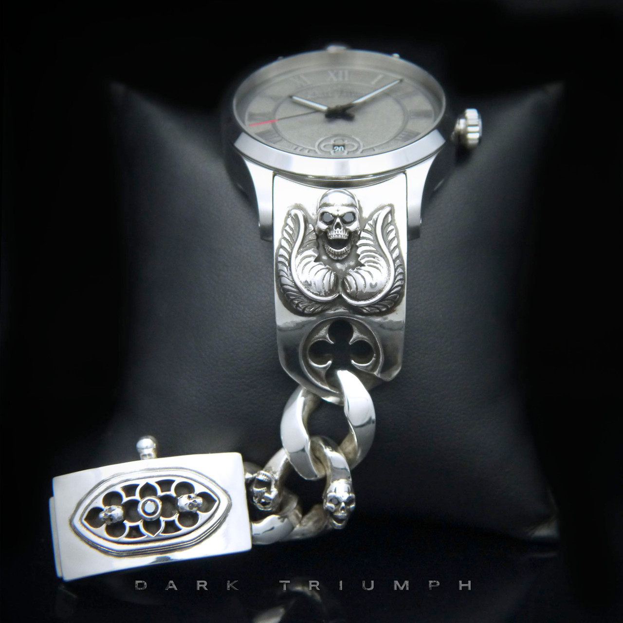 Custom Swiss Watches | Diamond Skull Sterling SILVER Bracelet