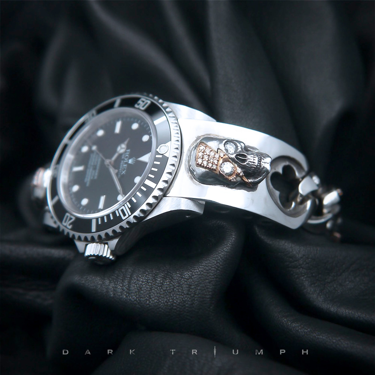 Rolex Watches | Diamond Lightning Bolt Skull Sterling Silver Rose Gold ...