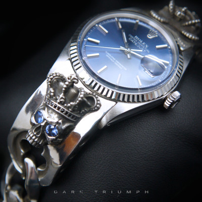 Rolex Watches | Sapphire Diamond Skull Crown Sterling Silver Skull Bracelet