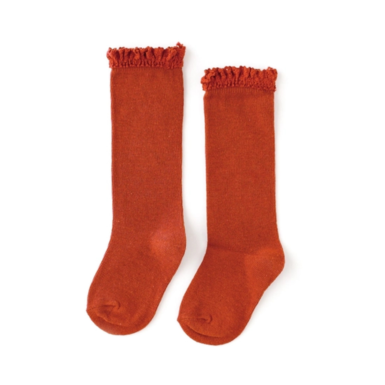 Little Stocking Co Persimmon Lace Top Knee Highs Socks