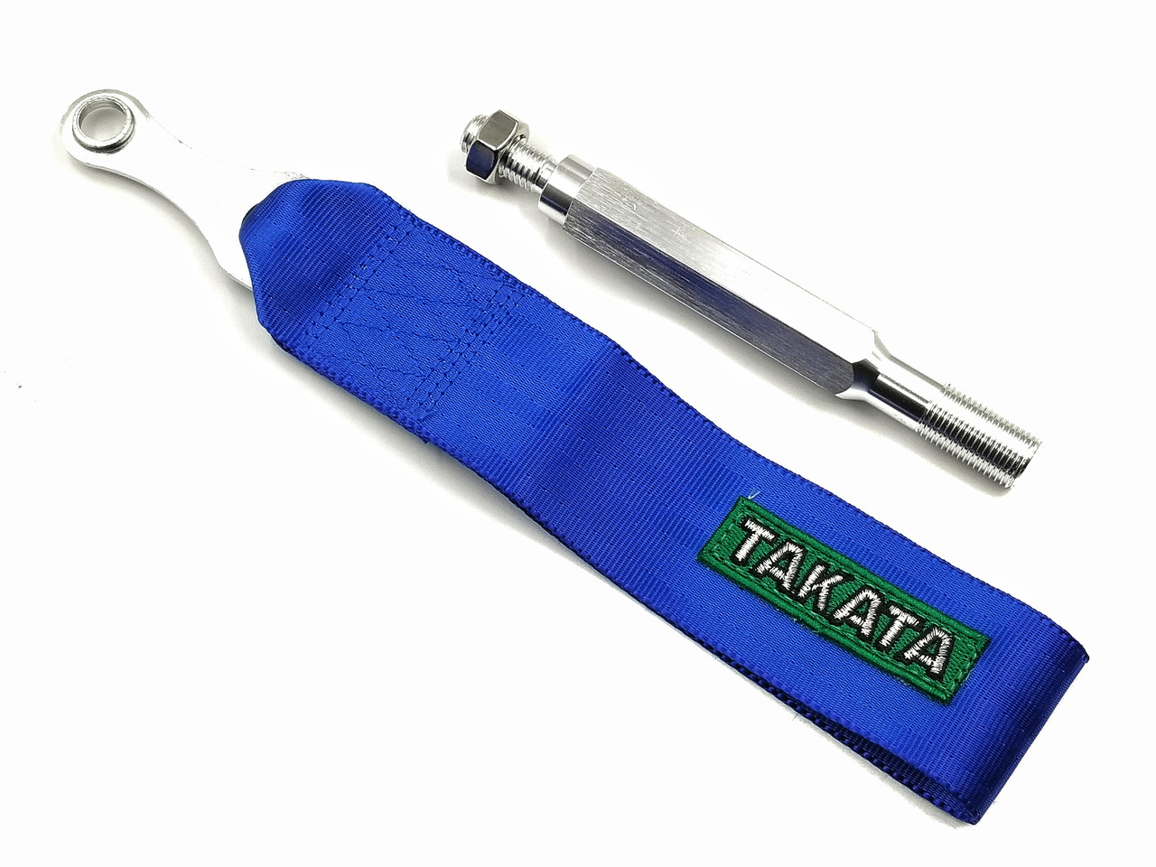 V2 Tuner Tow Strap Front or Rear with Mounting Rod - Blue - JDMFV WRAPS