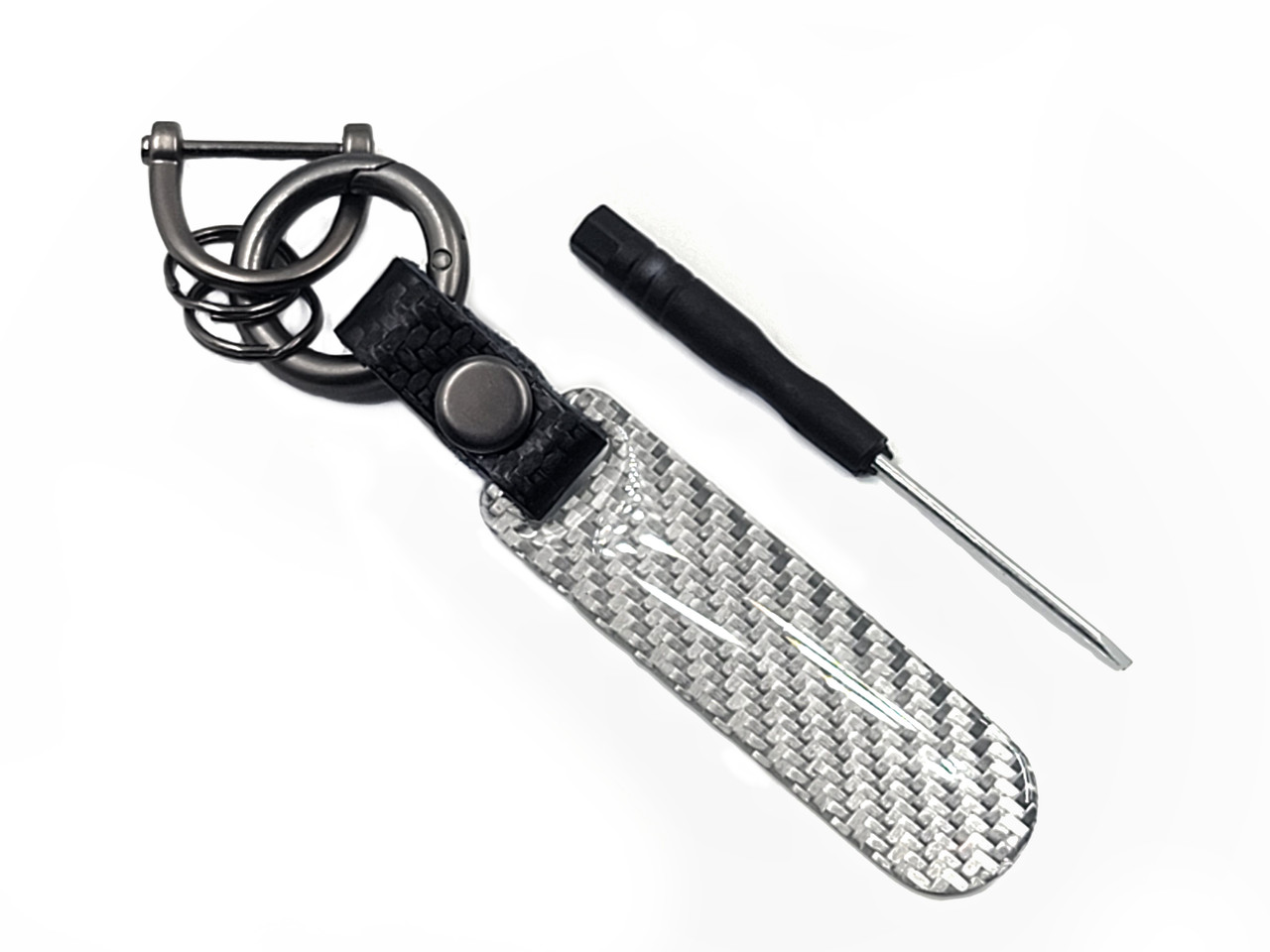 Silver Carbon Fiber Tag Keychain - JDMFV WRAPS