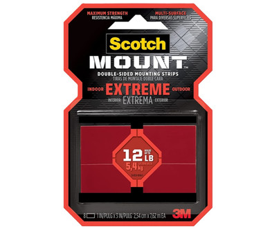 3M Scotch EXTREME Mounting Tape 12lbs Permanent Double Sided (1 in. x 3 ...