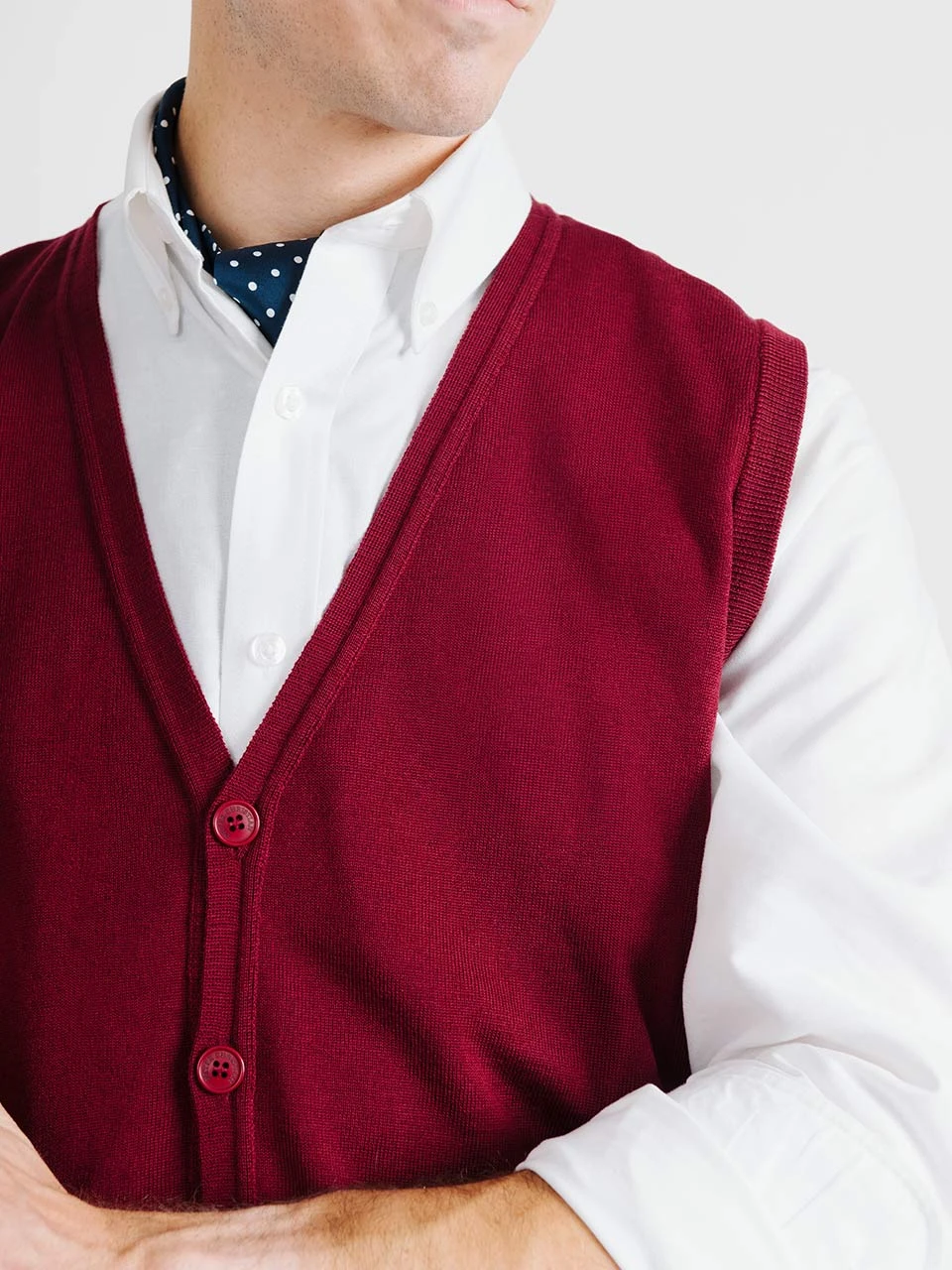 Men's Dark Red Merino Wool Waistcoat| Peter Christian