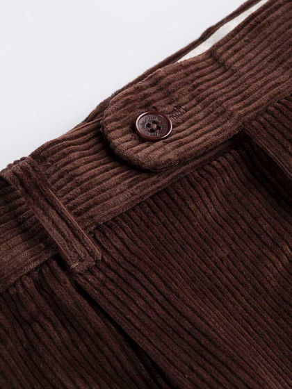 Men's Conker Brown Corduroy Trousers - Regular Fit | Peter Christian