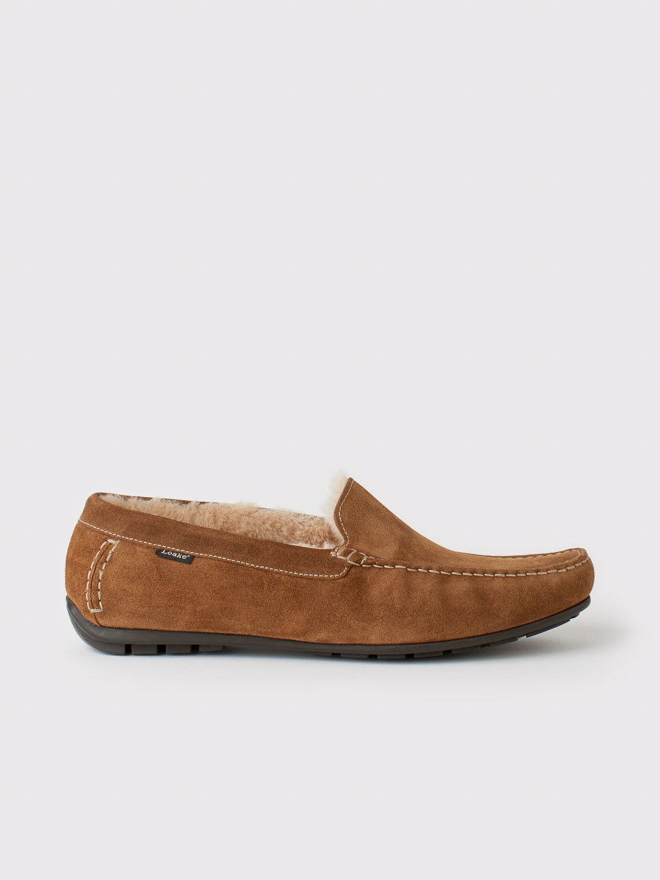 Men's Loake Tan Shearling Suede Slipper | Peter Christian