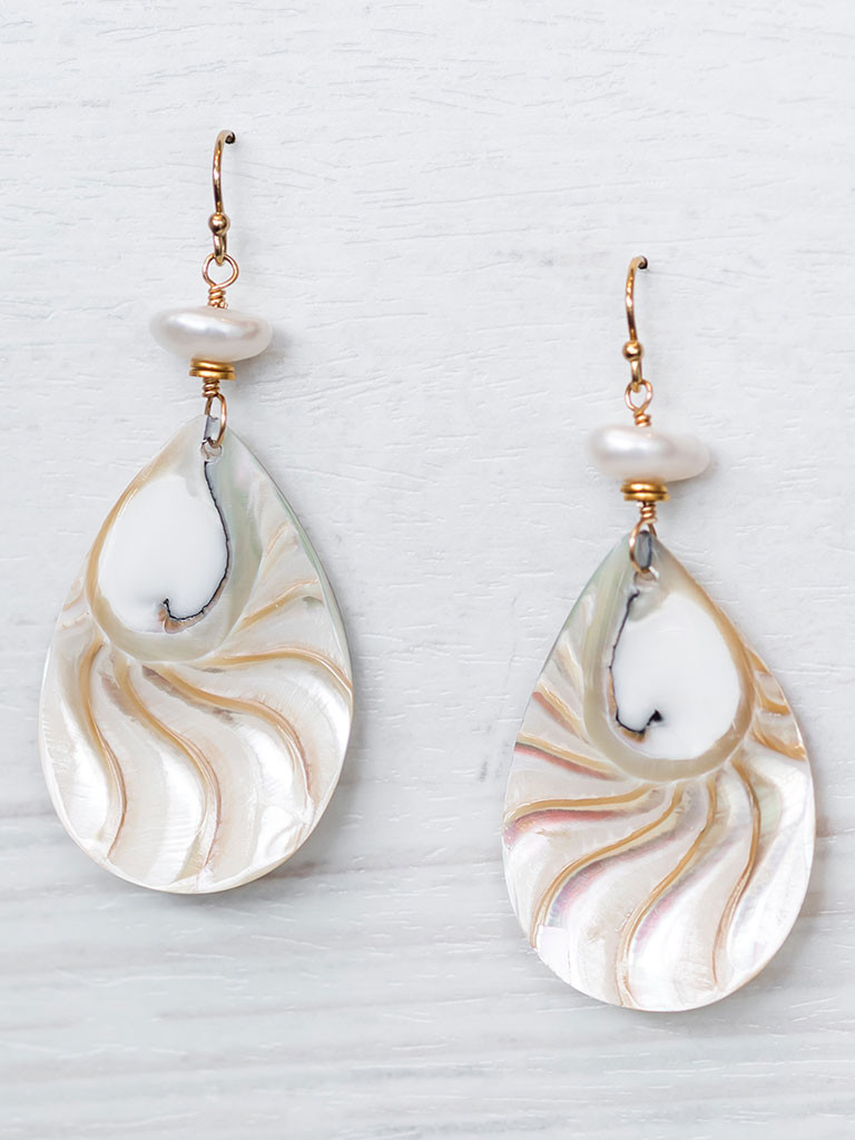 Large Capiz Shell Ring Pendant - Moonrise Jewelry