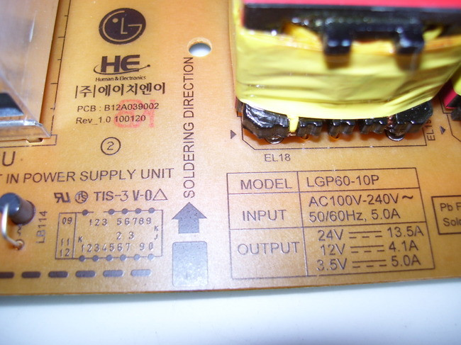 LG 60LD550-UB.AUSMLFR Power Supply Board LGP60-10P / EAY60869002 ...