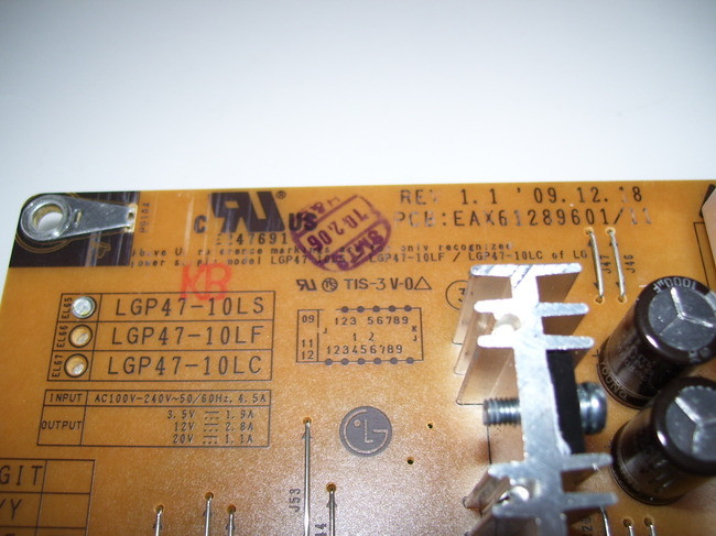 LG 46LD550-UB Power Supply Board EAX61289601/11 / LGP47-10LS ...