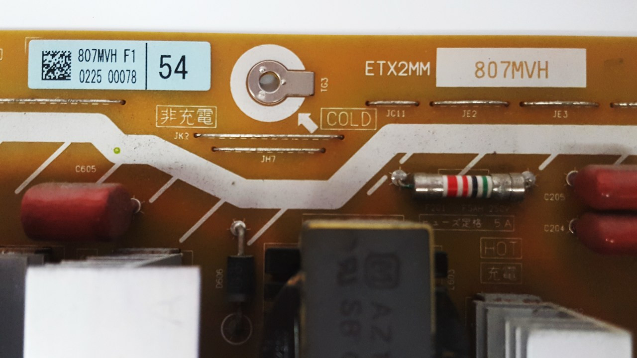 Panasonic TC-P54VT25 Power Supply Board NPX806MS2 Y / ETX2MM807MVH ...