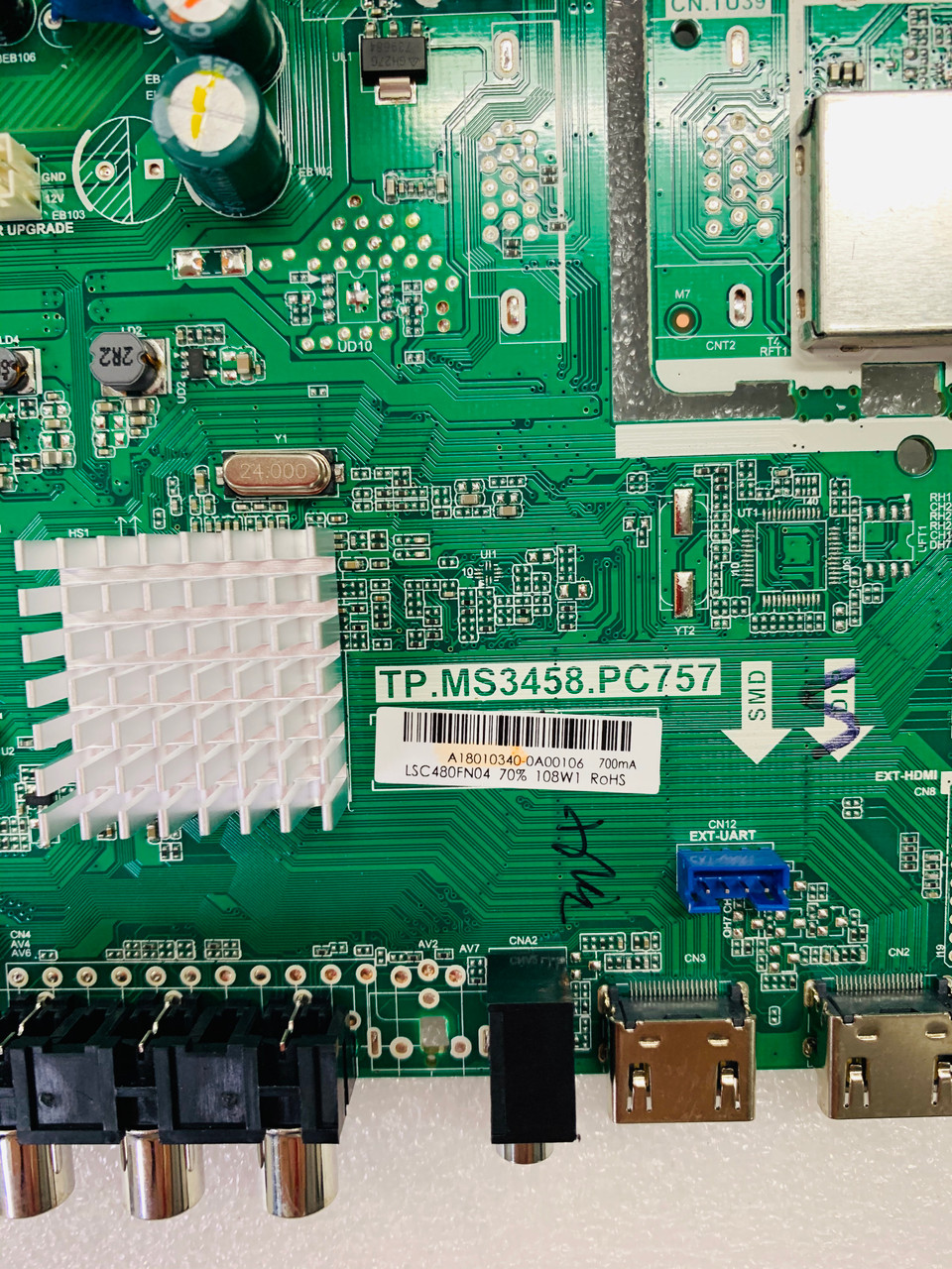 RCA RLDED5098-B-UHD Main Board TP.MS3458.PC757 / A18010340 - TvPartsGuy.com