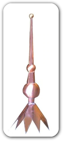 Copper Roof Finial - 60 in. double ball with custom skirt