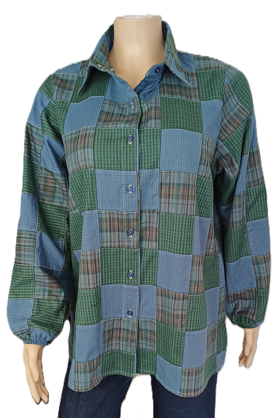 Tommy patchwork blouse - Long Sleeve - Long Island Clothing Limited