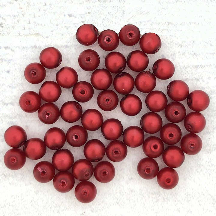 4mm Round Glass Beads, Red Metallic Suede (Qty: 50) - Jill Wiseman Designs
