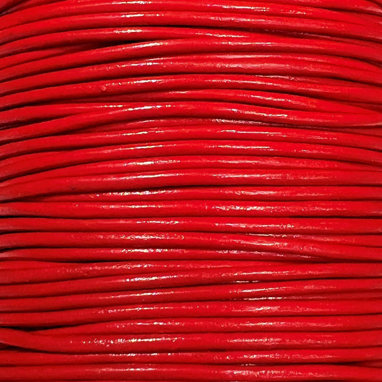 1.5mm Round Leather Cord, Red (3 yards) - Jill Wiseman Designs