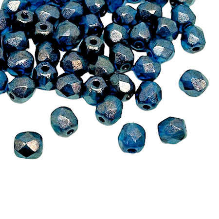 4mm Fire Polish, Halo Celestian Blue Shadows (Qty: 50) - Jill Wiseman ...