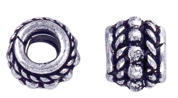 Sterling Silver-Overlay, w/ DecorativeDots Spacer, 7x7mm (Qty: 2 ...