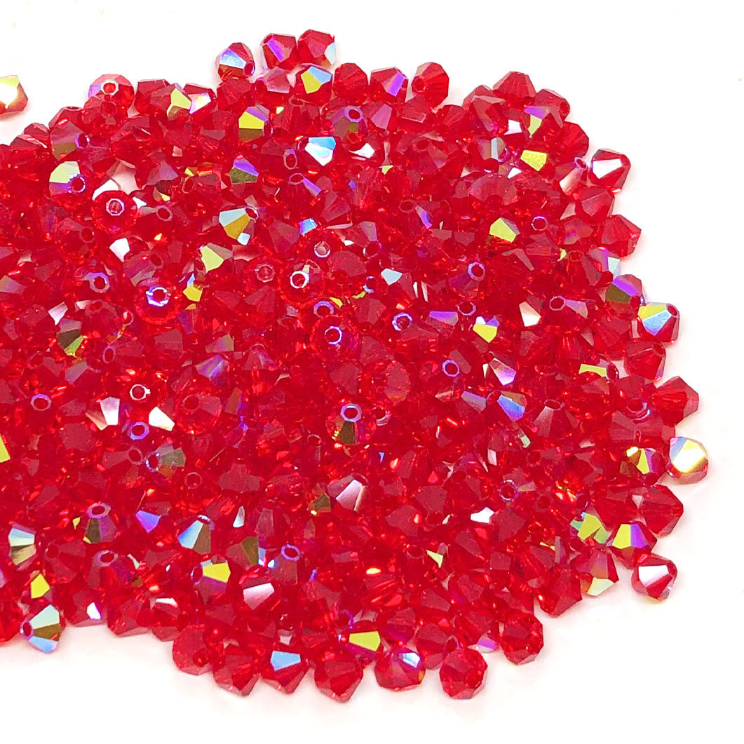 8mm Preciosa Bicones, Light Siam AB (Qty: 12) - Jill Wiseman Designs