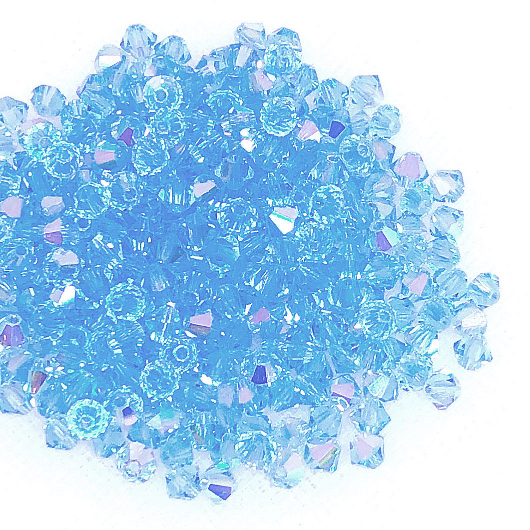 8mm Preciosa Bicones, Aqua AB (Qty: 12) - Jill Wiseman Designs