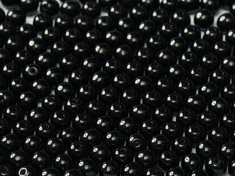 6mm Round Glass Beads, Jet (Qty: 25) - Jill Wiseman Designs