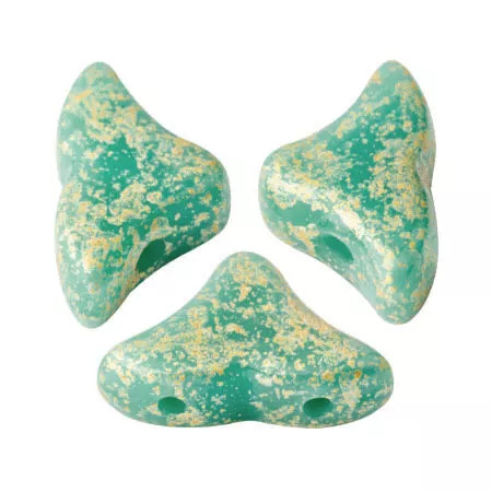 Helios par Puca Beads, Opaque Green Turquoise Splash, 6x10mm (Qty: 25 ...