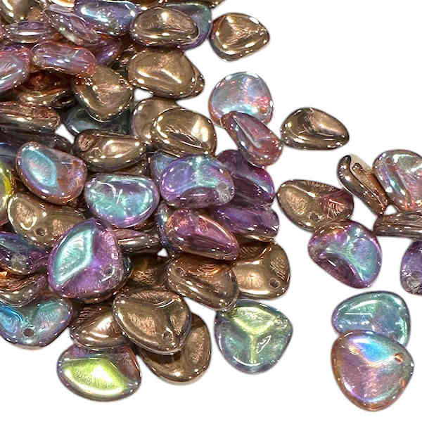Rose Petal Beads, Crystal Copper Rainbow (Qty: 50) - Jill Wiseman Designs
