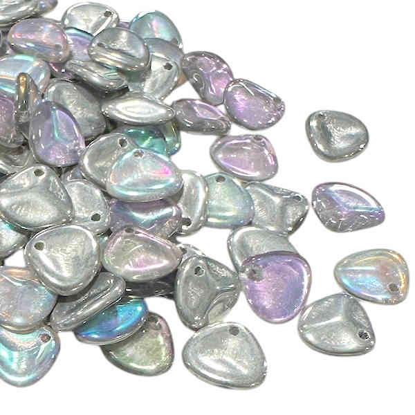 Rose Petal Beads, Crystal Silver Rainbow (Qty: 50) - Jill Wiseman Designs