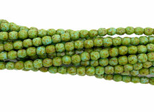 4mm Fire Polish, Jade Travertine (Qty: 50) - Jill Wiseman Designs