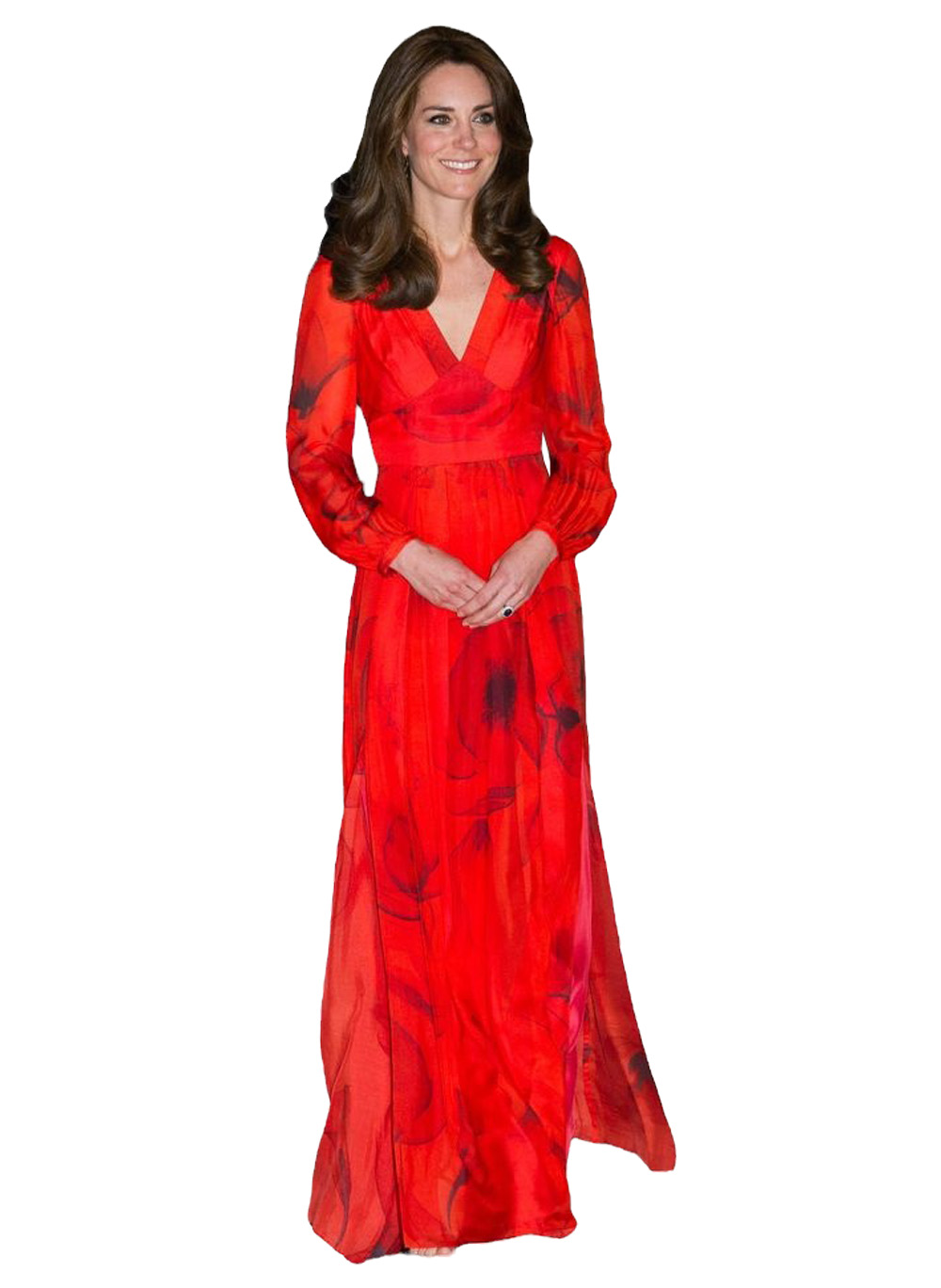 Red Juliet Flower Spirits Wrapped Bodice Pleated Maxi Dress