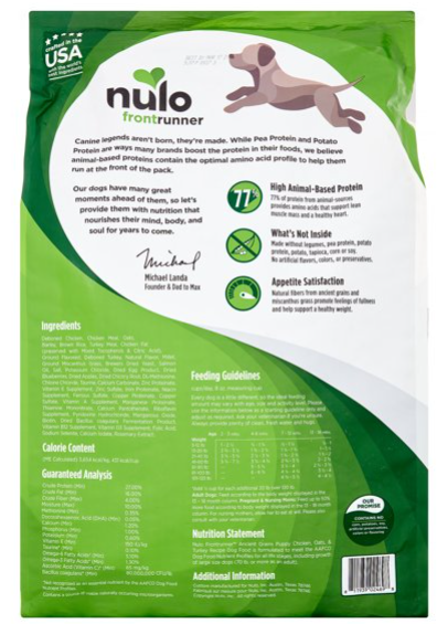 Nulo Frontrunner Whole Grain Chicken & Turkey Puppy Dry Dog Food - Chow ...