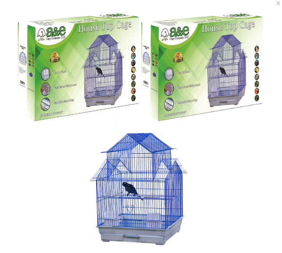 A&E House Top Blue Bird Cage 18 x 18 x 27 in - Chow Hound Pet Supplies