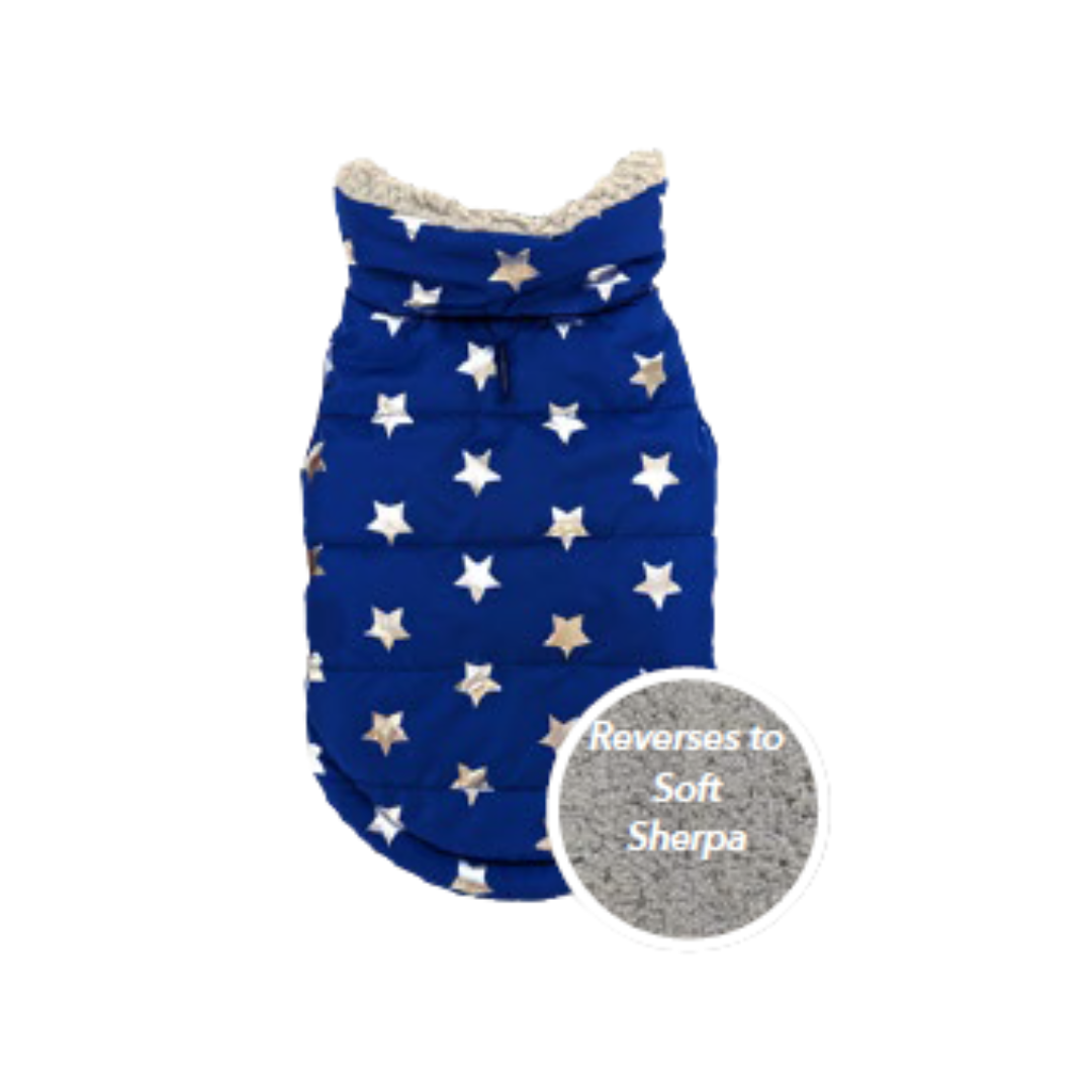 Spot Reversible Starry Night Blue Dog Coat - Chow Hound Pet Supplies