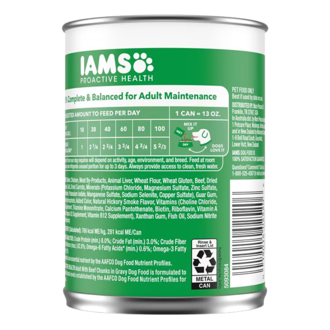 Iams Proactive Health Beef Chunks in Gravy Canned Wet Dog Food - Chow ...
