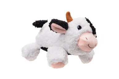 Growl Fuzzaroos Coco the Cow Plush Dog Toy 9 in - Chow Hound Pet Supplies