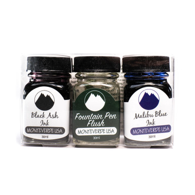 Monteverde USA® 3 pc 30ml Ink Set: Black Ash, Malibu Blue, Fountain Pen ...