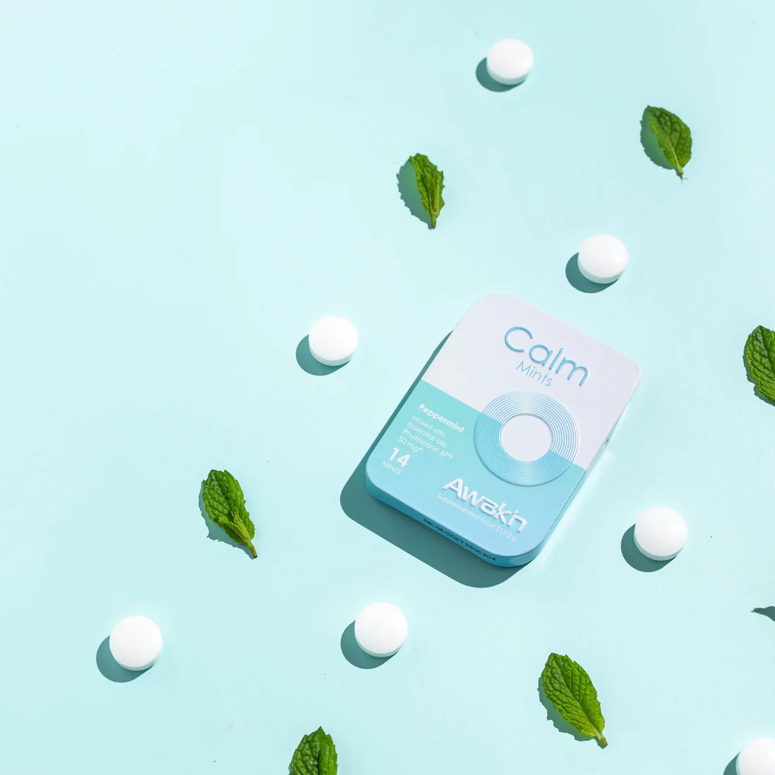 Awakn Calm Mints Tin [14pk - 700mg Phytocann BP] - The Hemp Store Aotearoa
