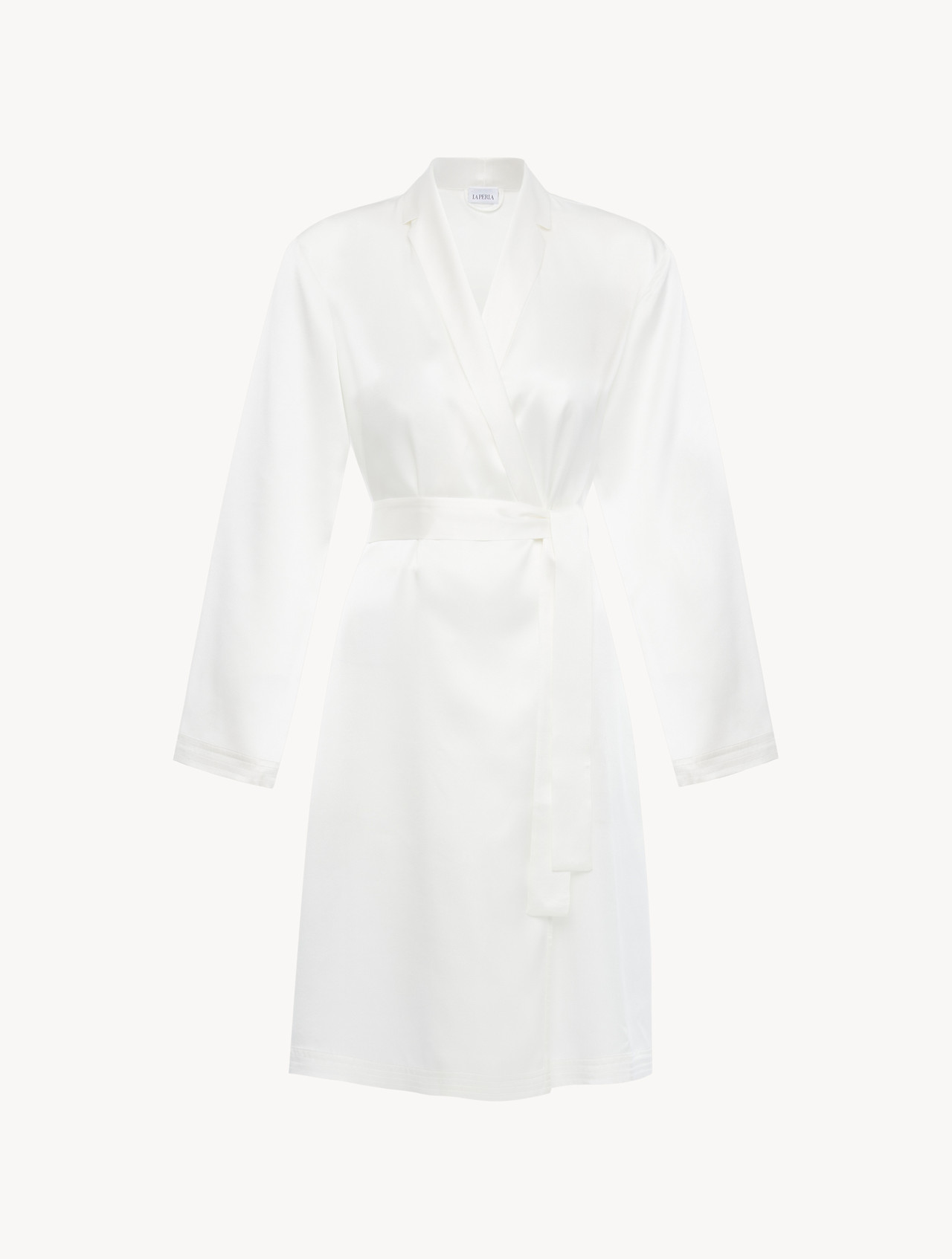 Luxury Silk Short Robe in White | La Perla