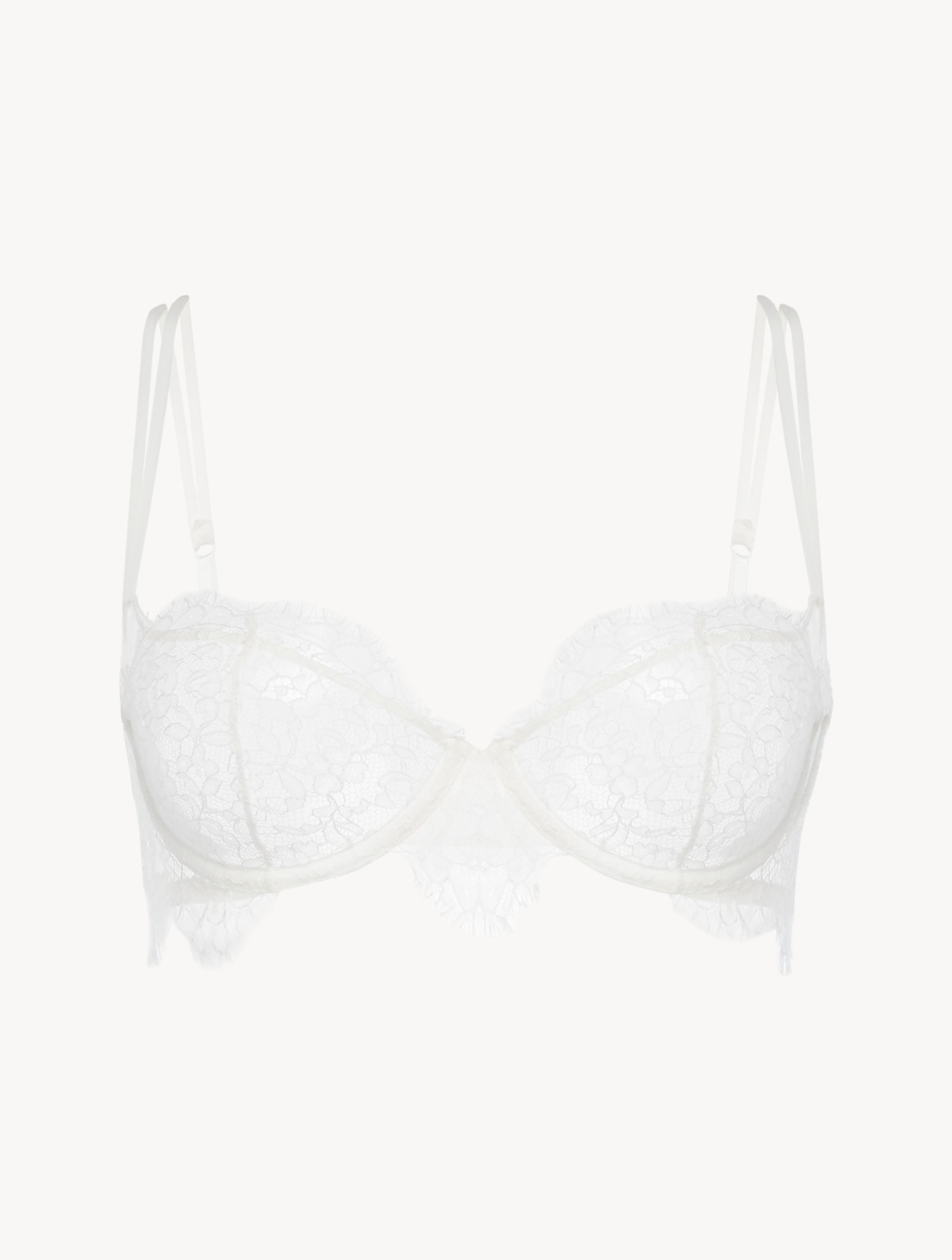 Luxury Lace Balconette Bra in White | La Perla