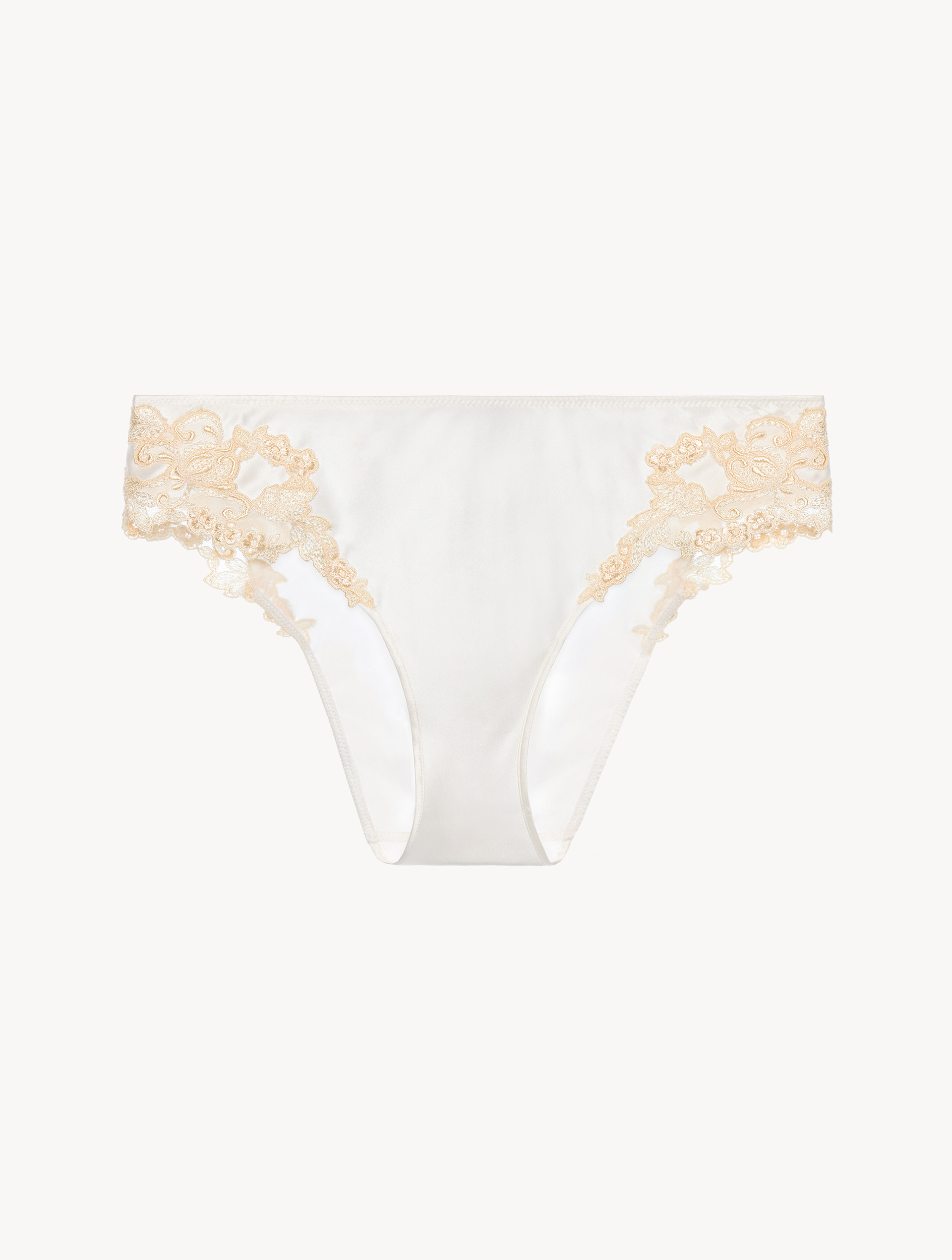 Luxury Silk Triangle Bra In White With Ivory Frastaglio La Perla