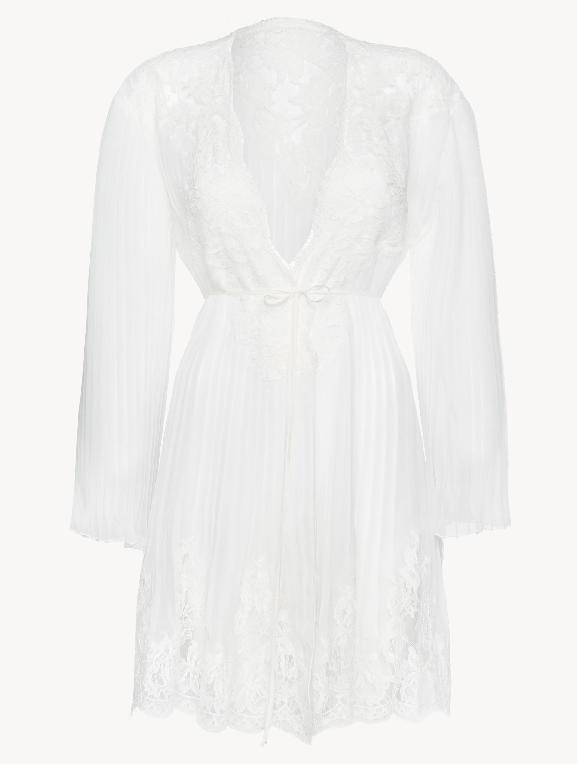 Luxury Silk Short Robe in White | La Perla