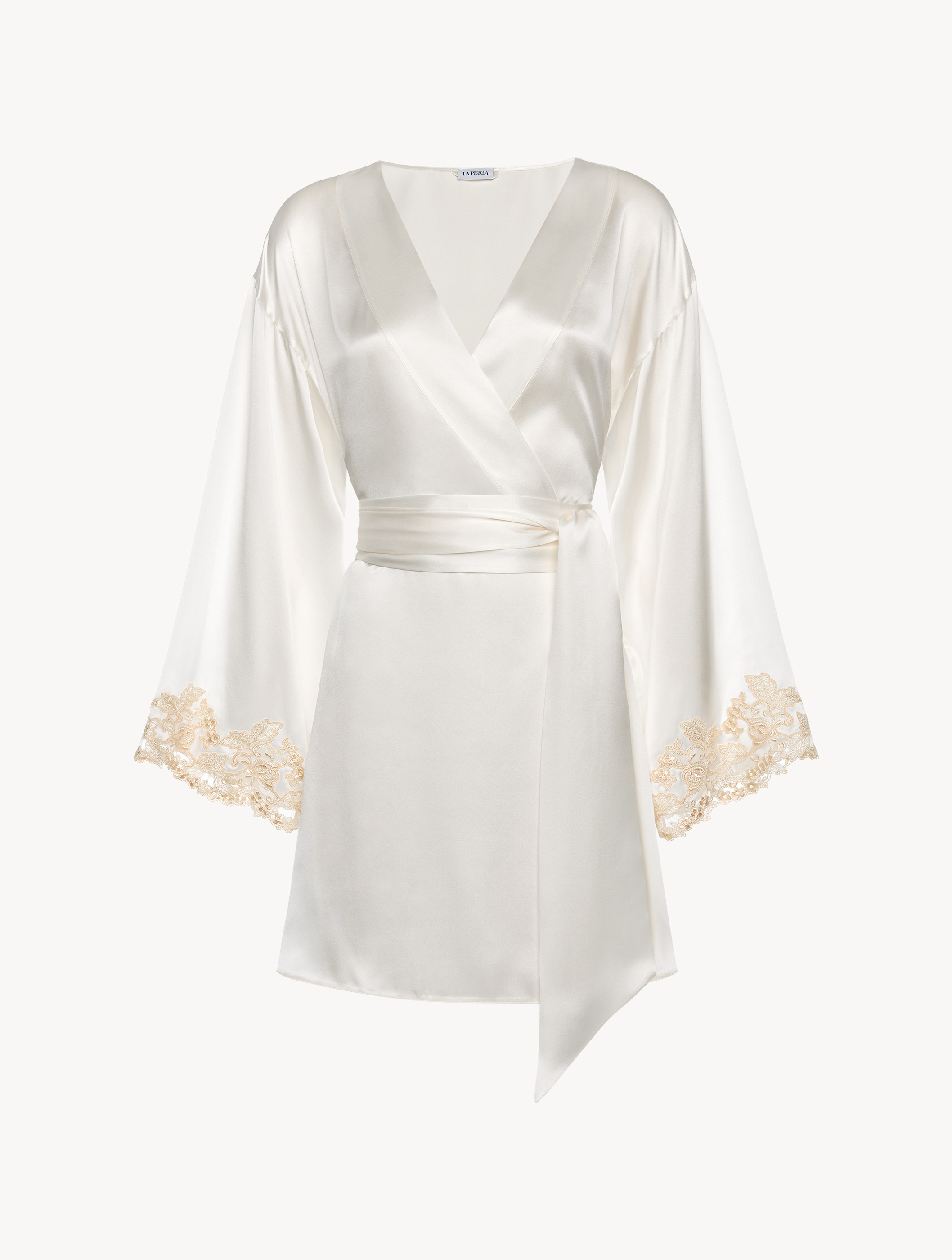 Luxury Silk Short Robe in White | La Perla